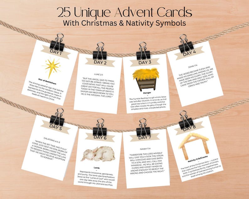 Christmas Symbol Advent Calendar | Printable Scripture Advent Cards ...