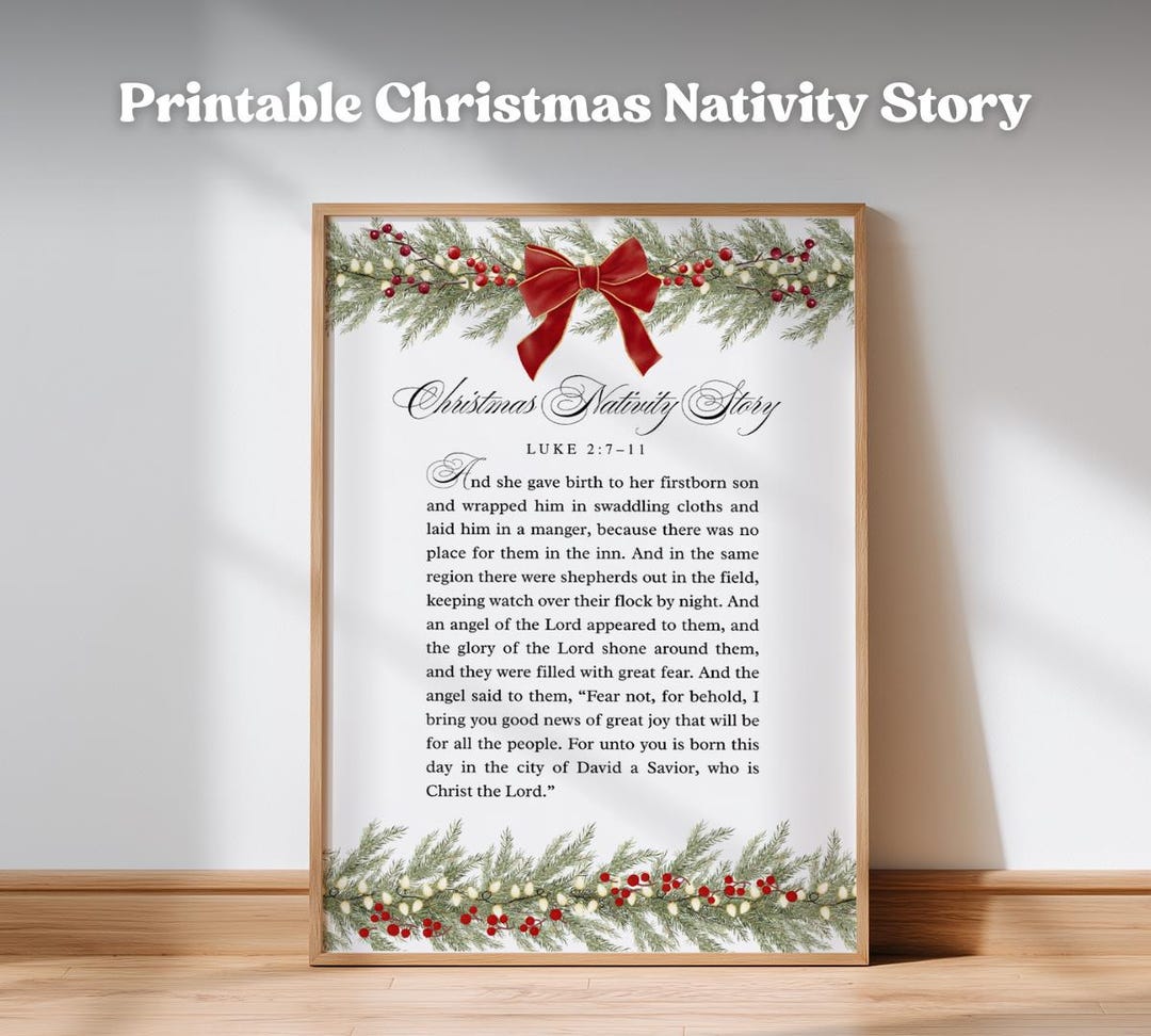 The Christmas Story Nativity Bible Verse Luke 2 Jesus Art Christian ...