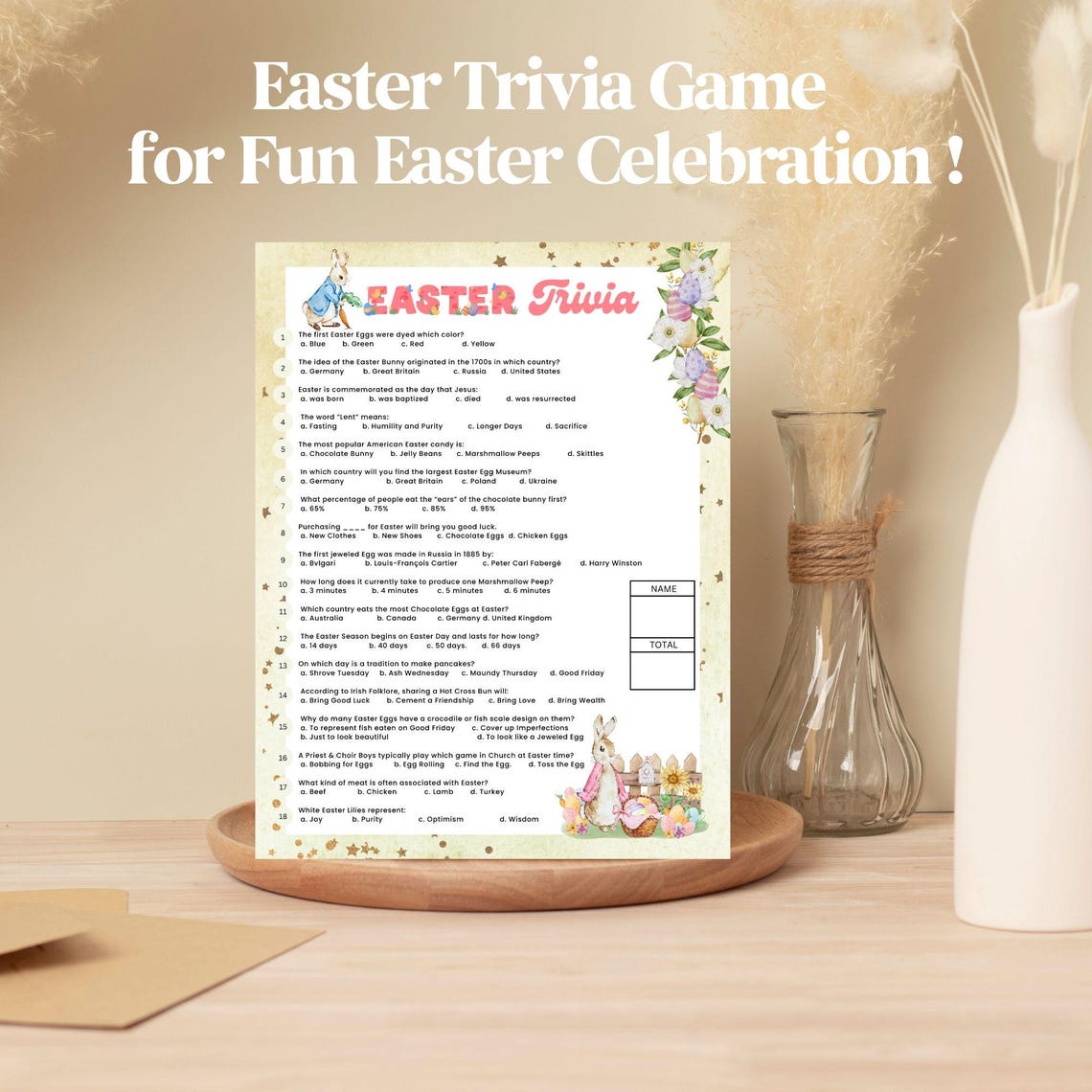 Easter Games, Easter Trivia Party Game, Adult Trivia Game, Teen Easter ...