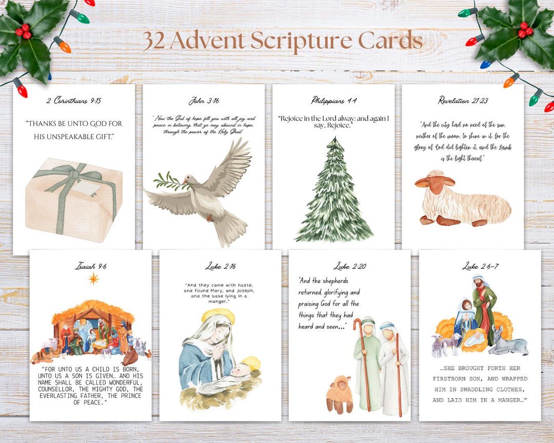 32 Advent Scripture Cards: Christian Family Christmas Countdown (PDF ...