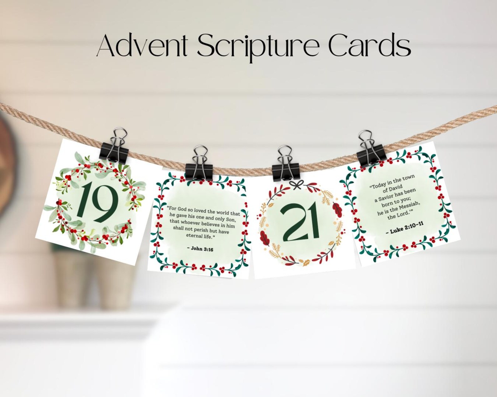 Printable Advent Scripture Cards, Bible Verse Card, Christmas Countdown ...