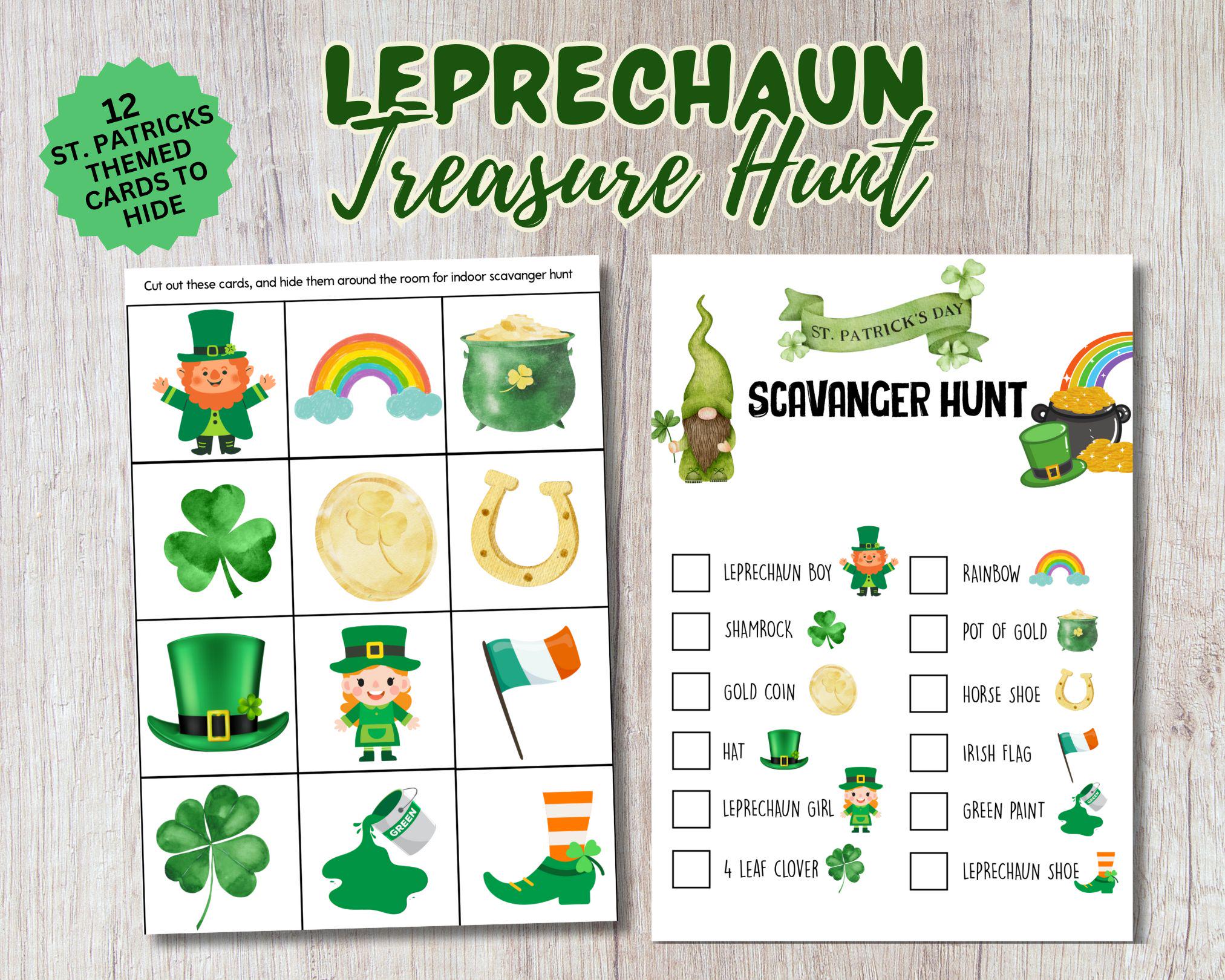 St. Patrick's Day Scavenger Hunt With Picture Cards to Hide, Saint ...