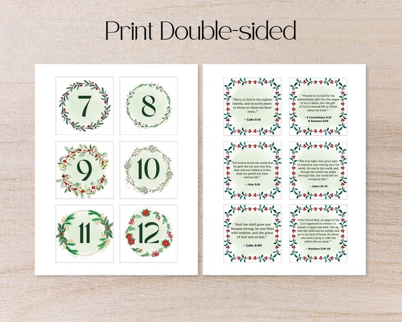 Printable Advent Scripture Cards, Bible Verse Card, Christmas Countdown ...