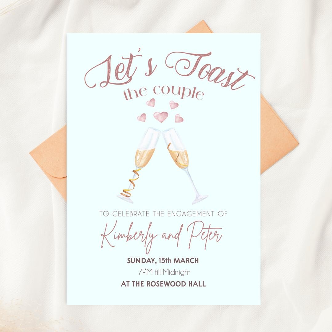 Toast the Couple Engagement Party Invitation | Editable Engagement ...