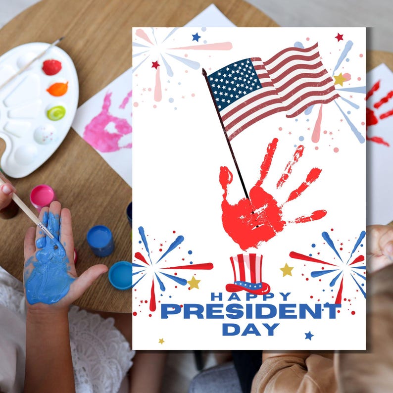 President's Day Handprint Art, USA Presidents Day Craft, Printable ...