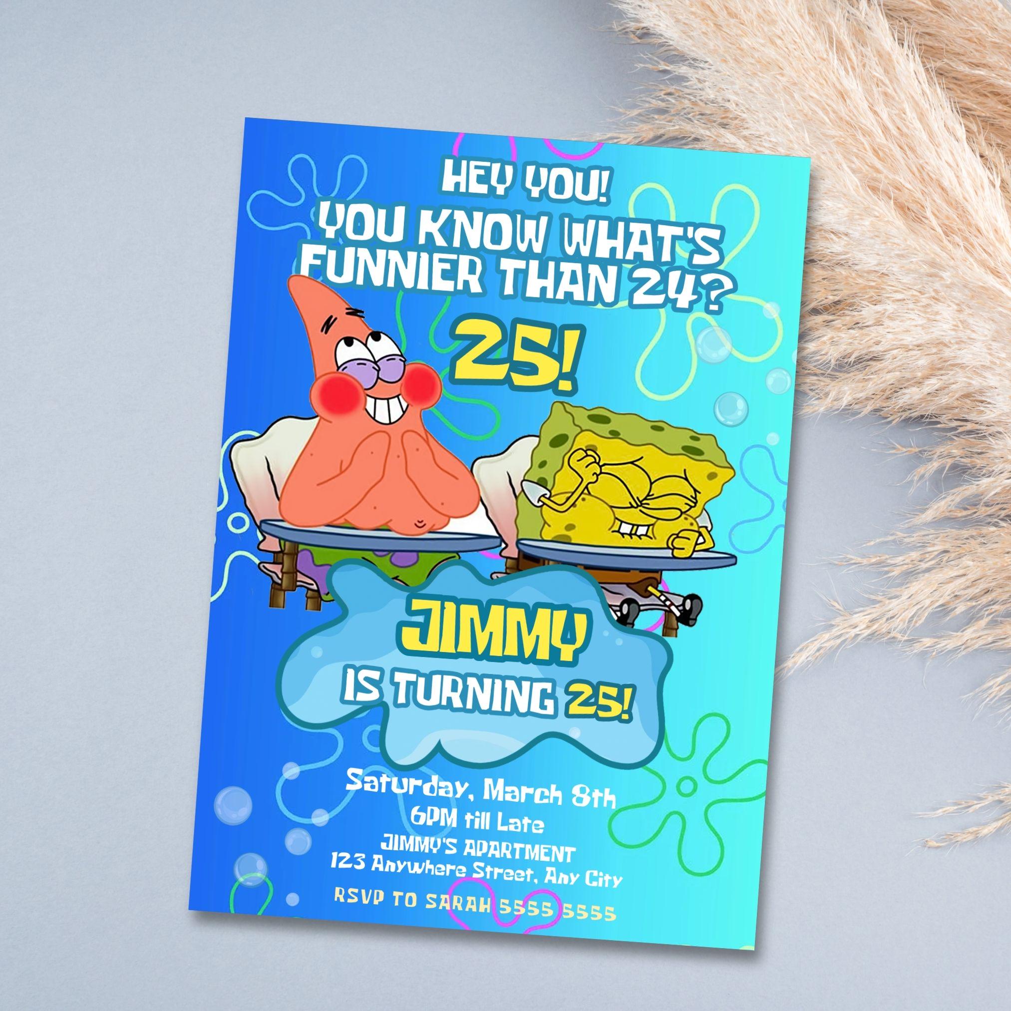 Editable Spongebob Birthday Invitation Template | Party Invitations ...