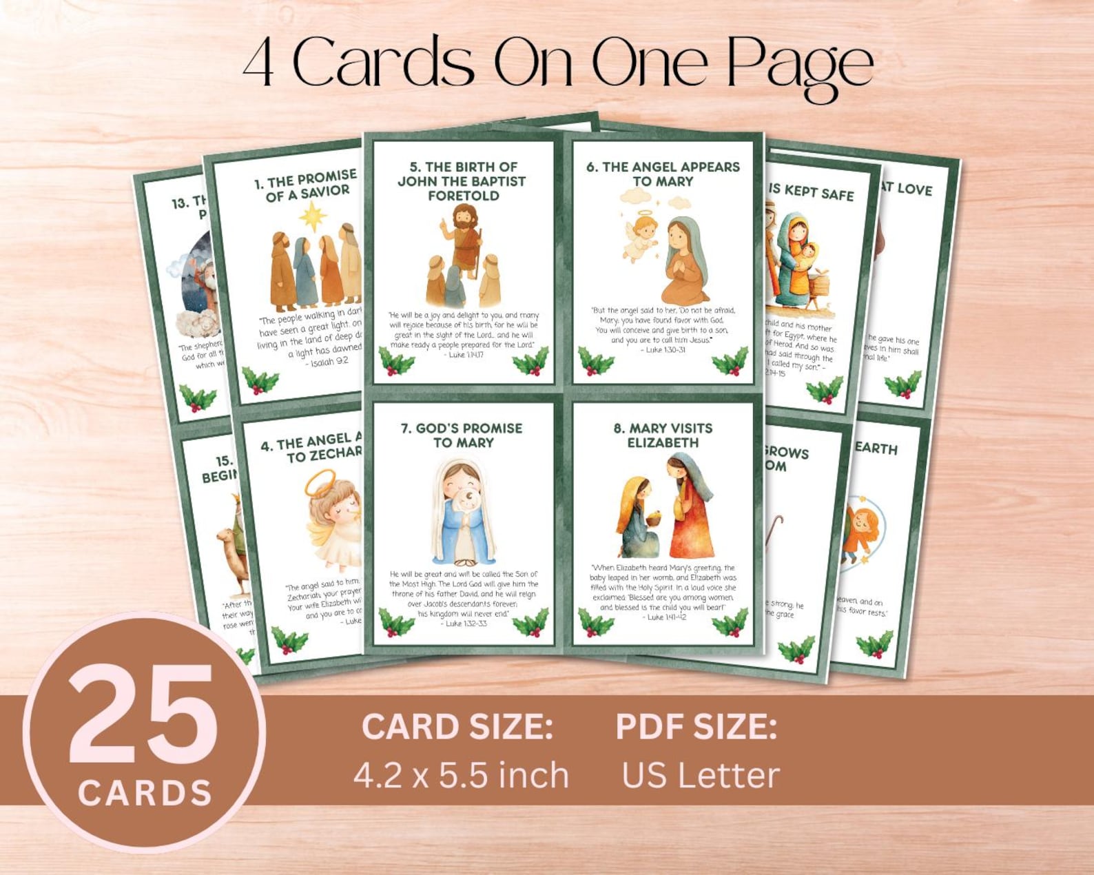 Advent Calendar Cards Christmas Nativity Story for Kids, Scripture ...