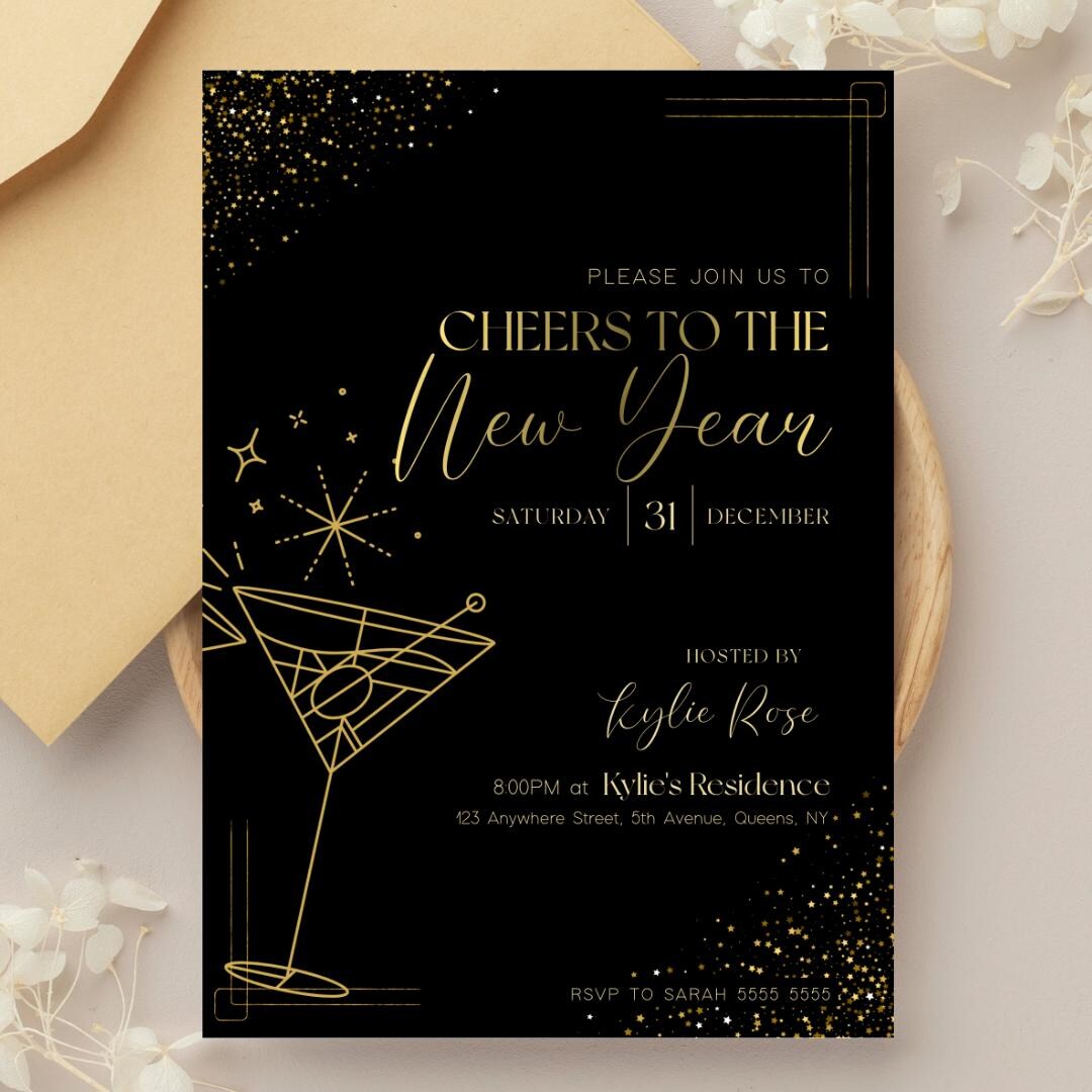 EDITABLE New Years Party Invitation, Printable NYE Party Invitation ...