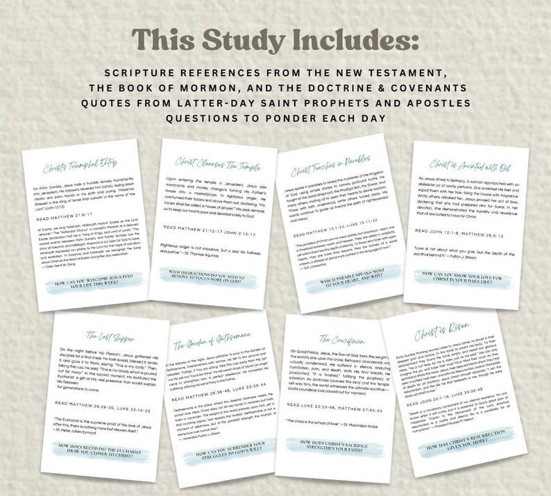 LDS Holy Week Devotional Cards | Easter Scripture & Reflection Cards ...