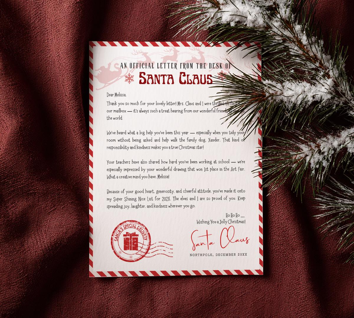 Letter From Santa, Santa Mail, Print at Home, Editable Letter From ...
