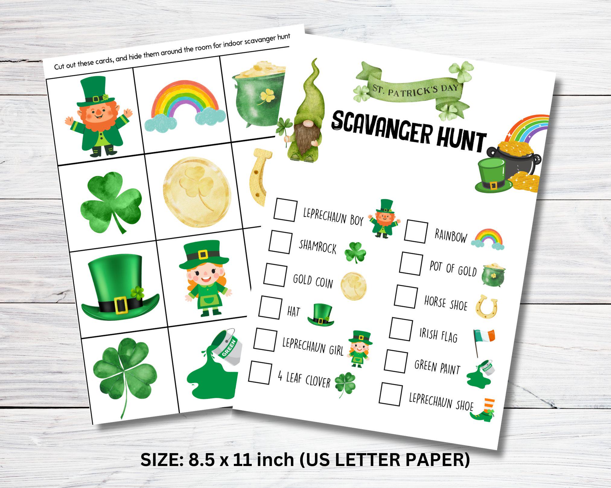 St. Patrick's Day Scavenger Hunt With Picture Cards to Hide, Saint ...