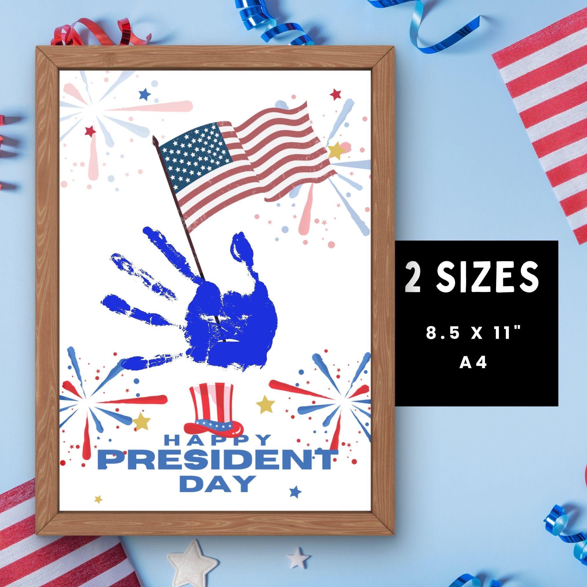 President's Day Handprint Art, USA Presidents Day Craft, Printable ...