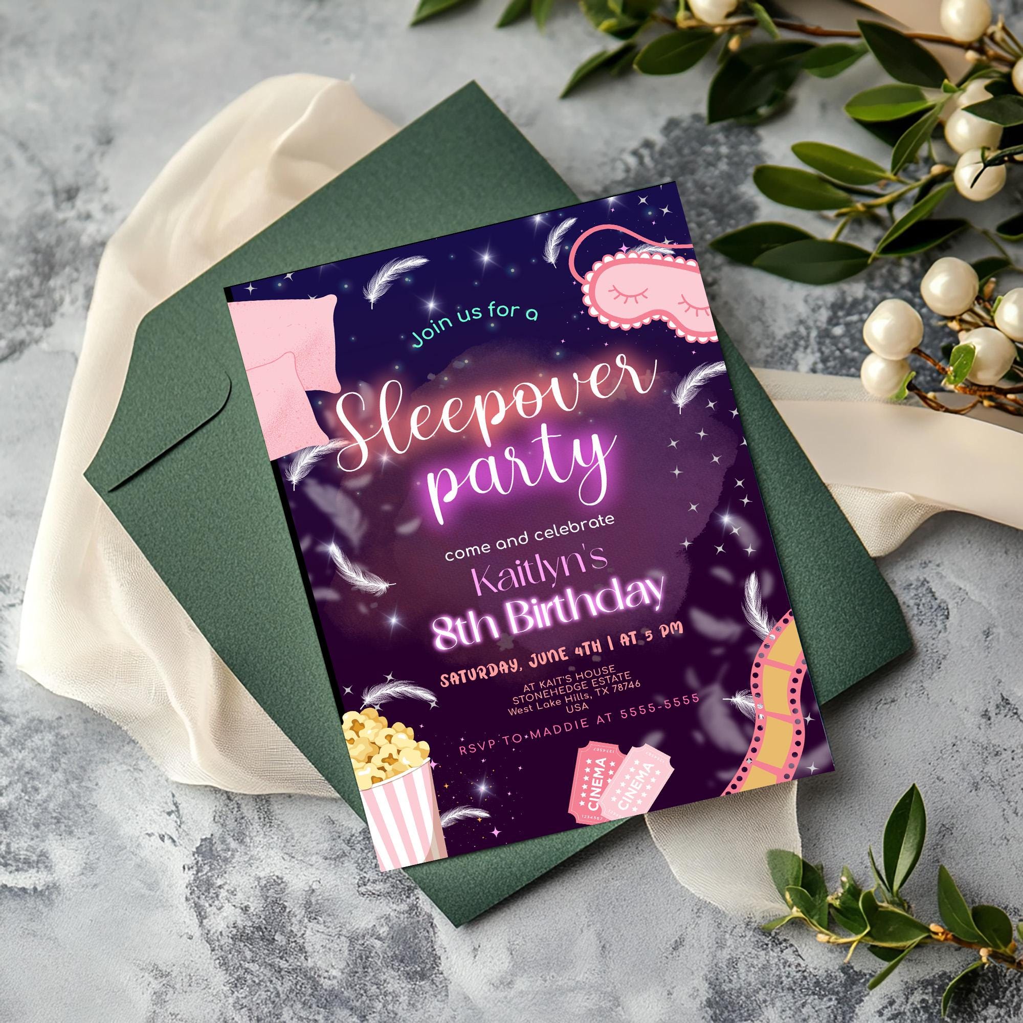 Sleepover Birthday Invitation, Instant Download, Slumber Party ...