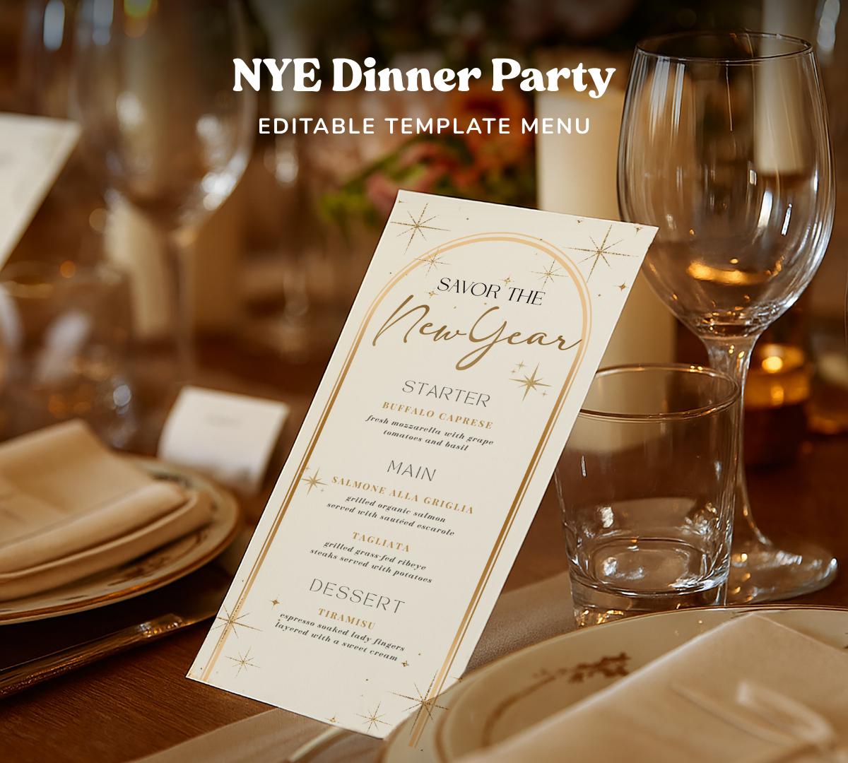 Eve | Editable Printable New Years Eve Menu, New Years Menu Template ...