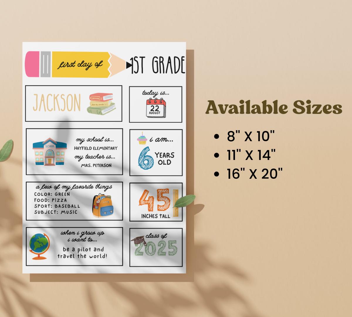 Editable Back to School Sign Reusable Personalized Signs Template Kids ...