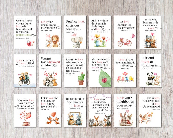Christian Valentines Love Scripture Cards | Kids Valentine's Day Cards ...