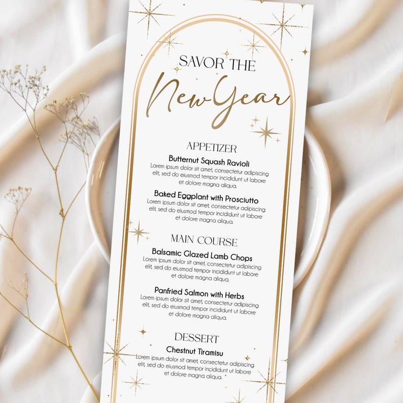 Eve | Editable Printable New Years Eve Menu, New Years Menu Template ...
