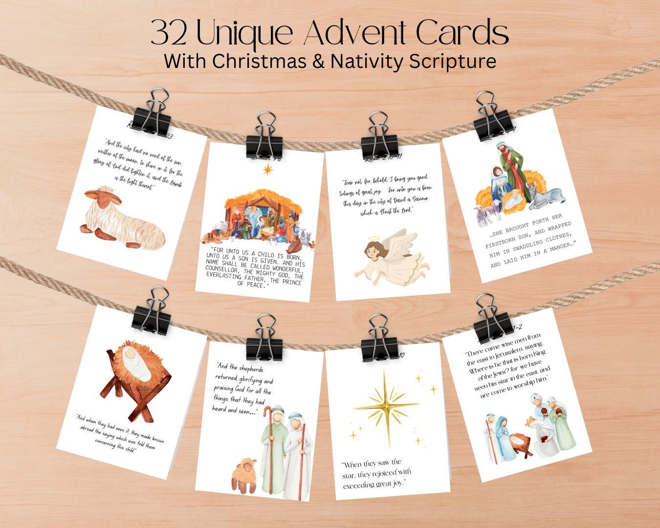32 Advent Scripture Cards: Christian Family Christmas Countdown (PDF ...