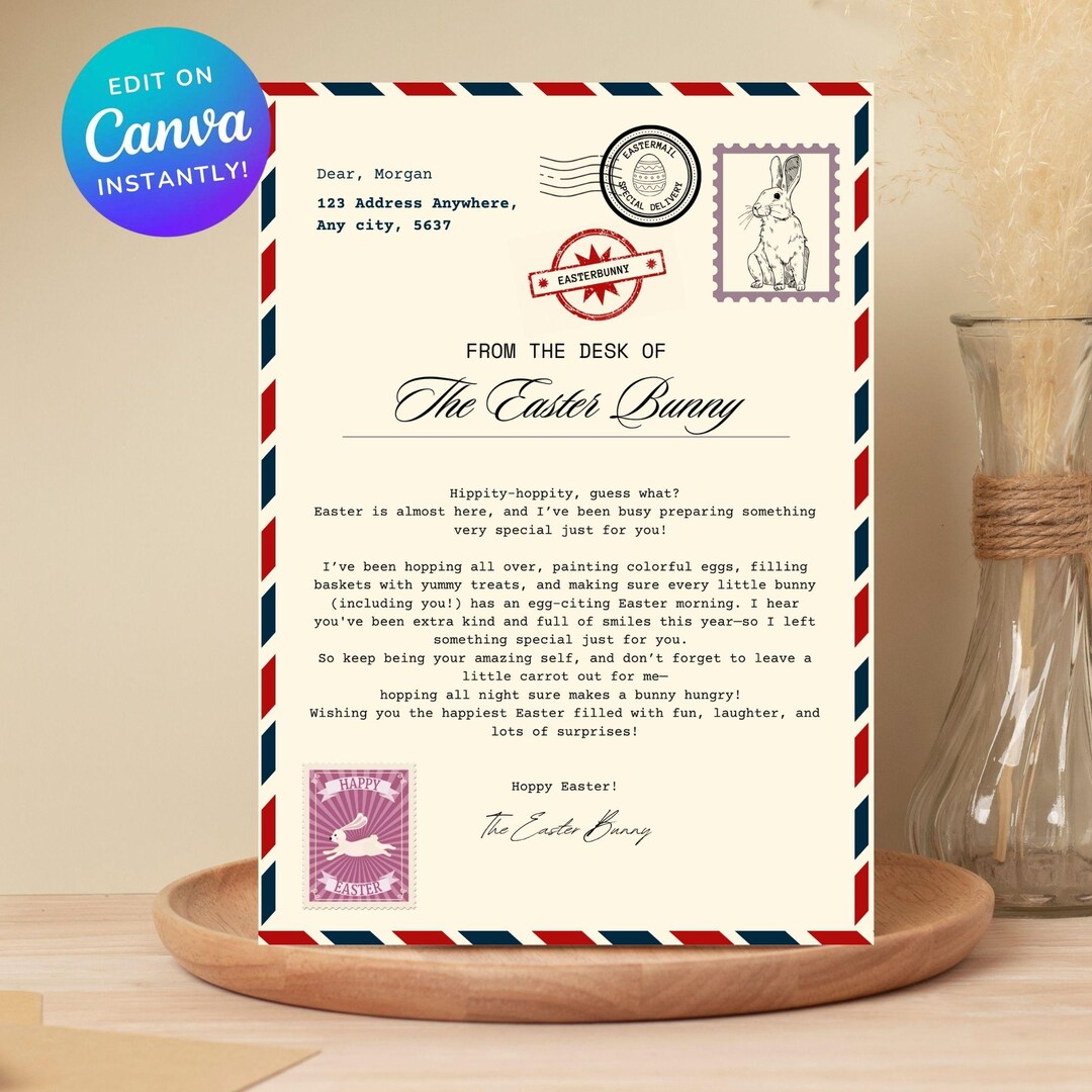 EDITABLE Official Easter Bunny Letter From the Desk of the Easter Bunny ...