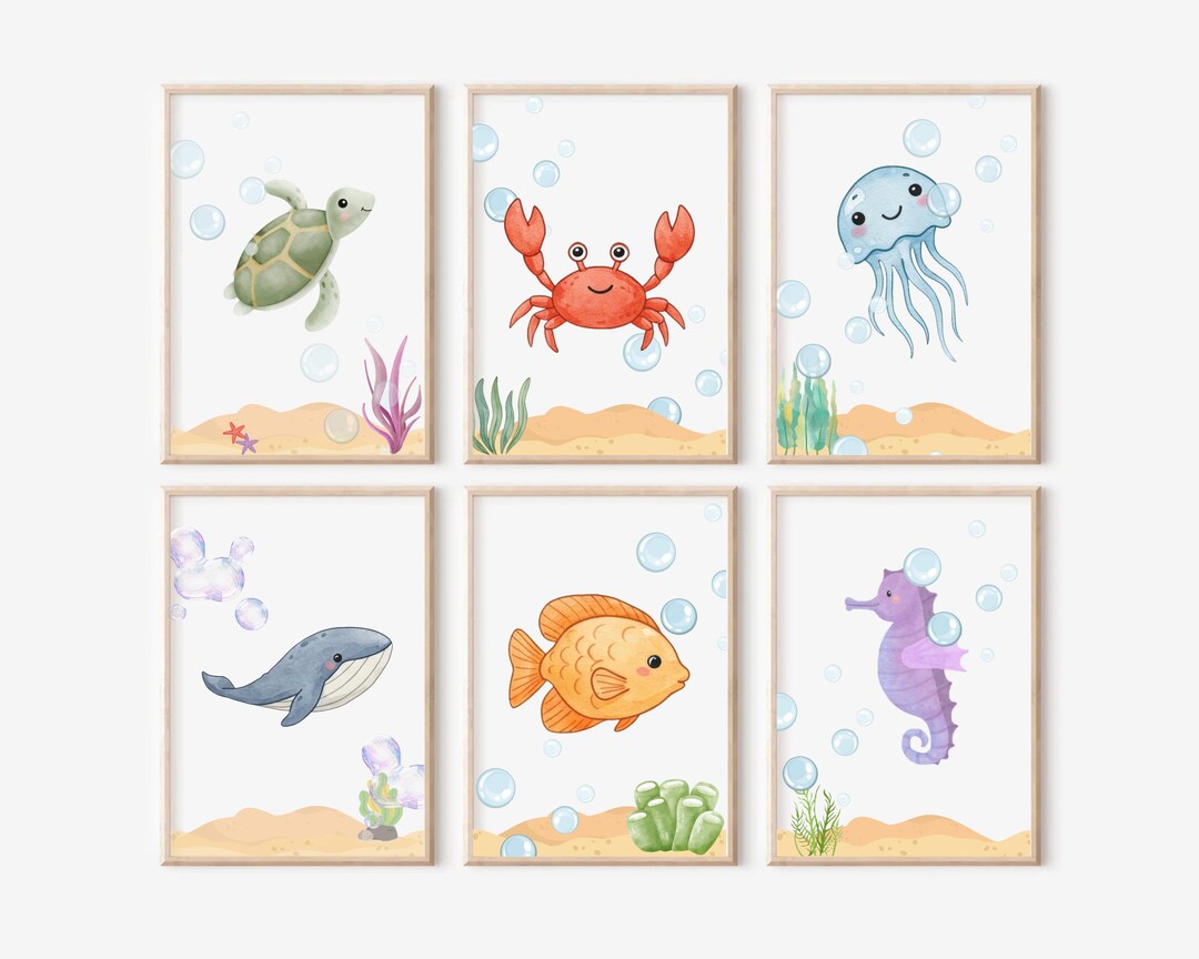 Under the Sea Nursery Prints, DIGITAL DOWNLOAD, Boy Nursery Prints Set ...