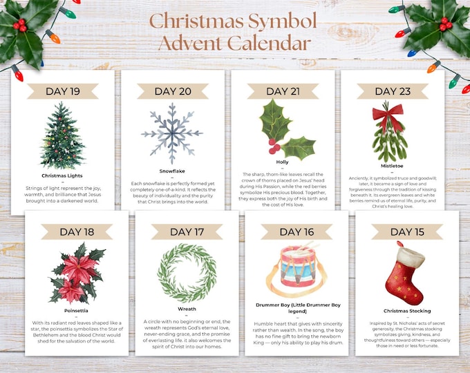Christmas Symbols of Jesus Advent Calendar: KJV Scripture Cards ...