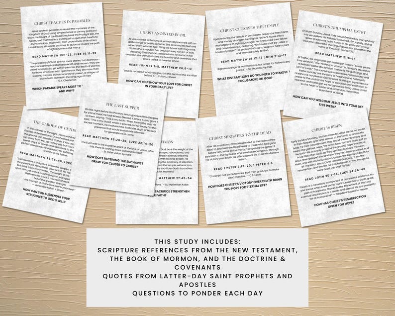 LDS Holy Week Study Cards | Printable Easter Story | LDS Easter Advent ...