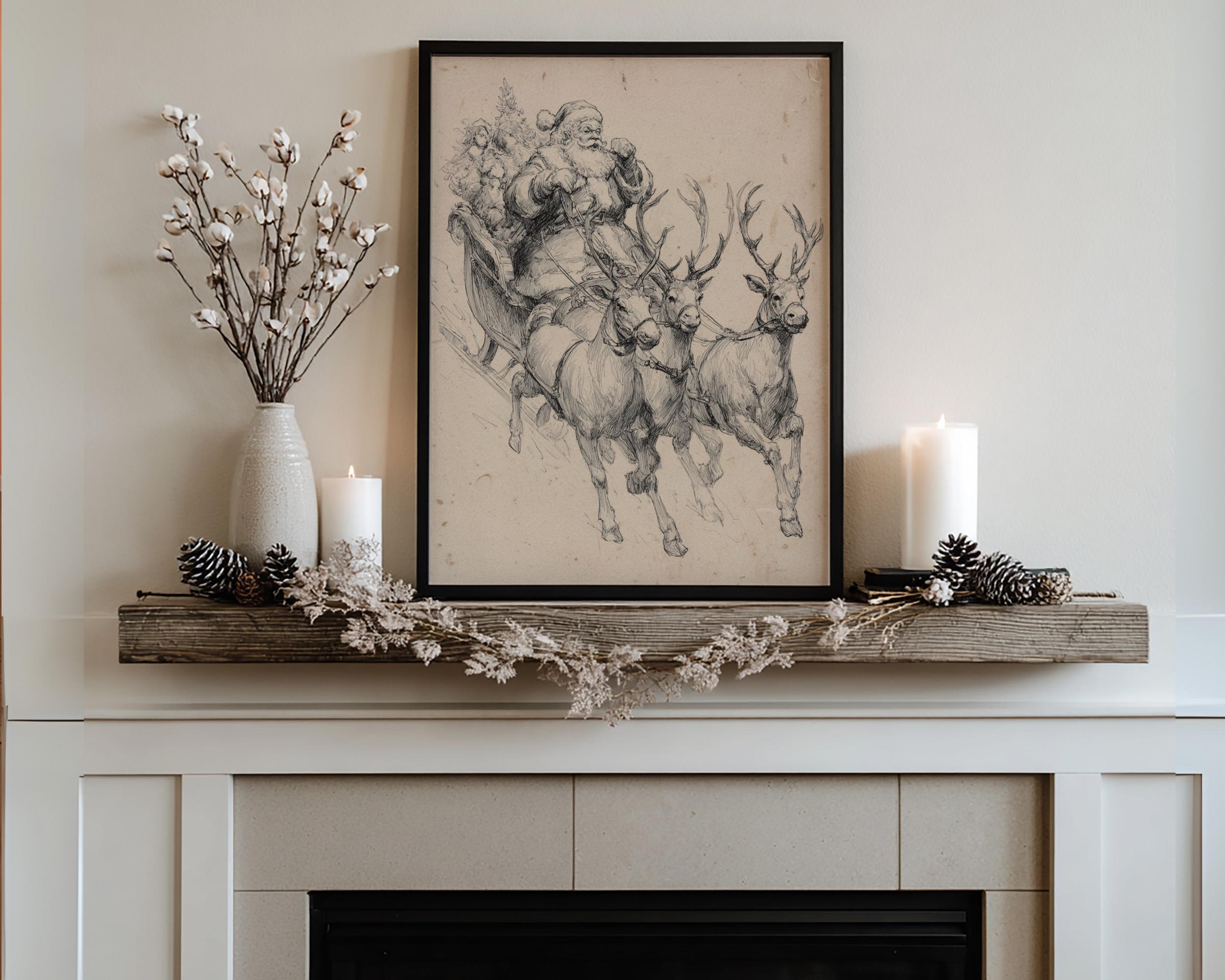 Printable Vintage Christmas Wall Art Set of 3, Digital Prints ...