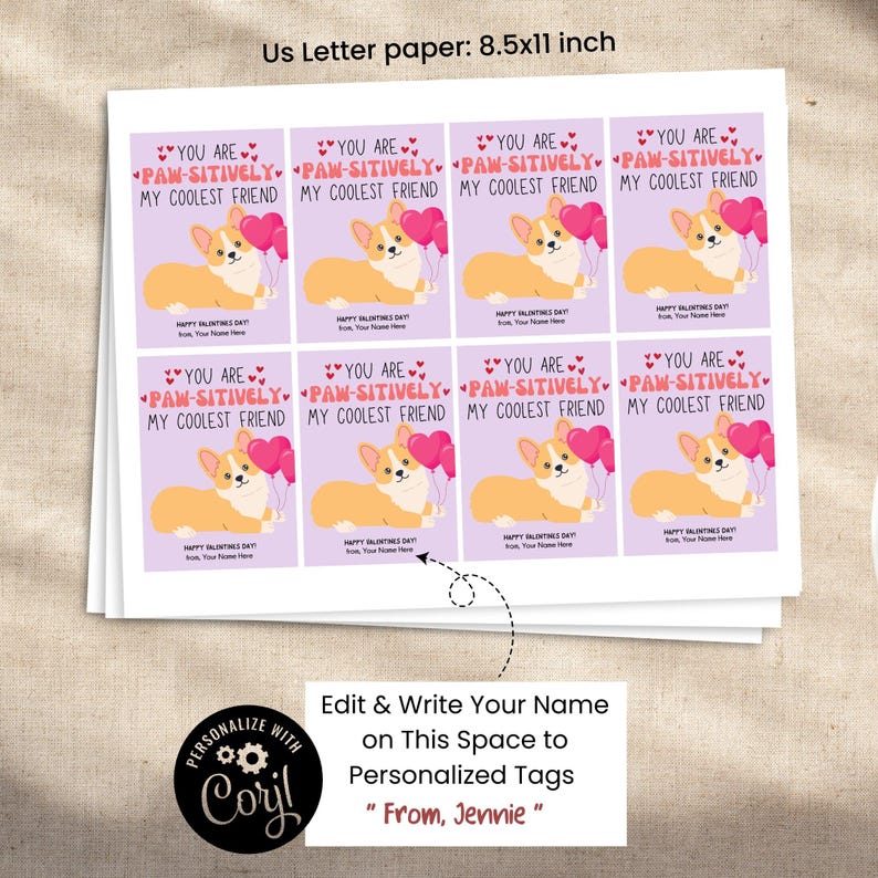 Printable Dog Valentine's Day Cards, Instant Download, Kids School ...