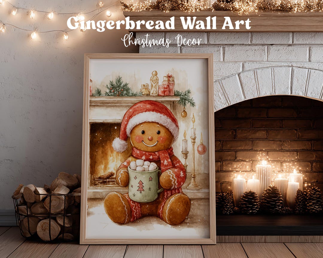 Gingerbread Print, Winter Wall Art, Tis the Season Gingerbread Coffee ...
