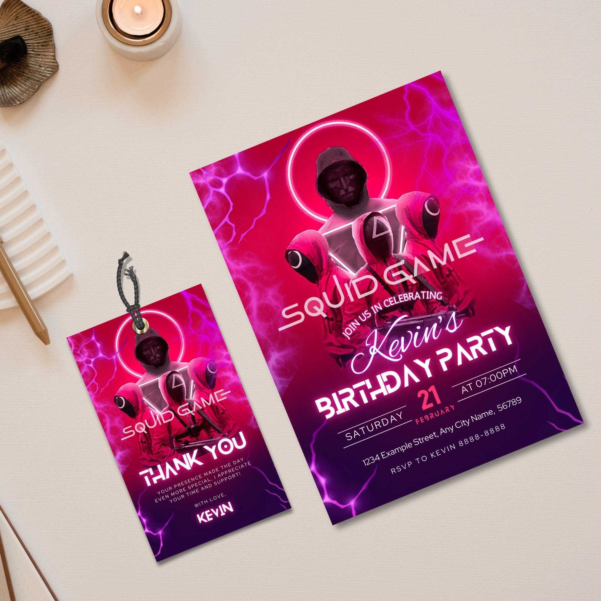 Squid Game Birthday Invitation, Squid Game Party Invitation, Recruit ...