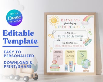 First Day of School Sign Editable Template, Last Day of School ...