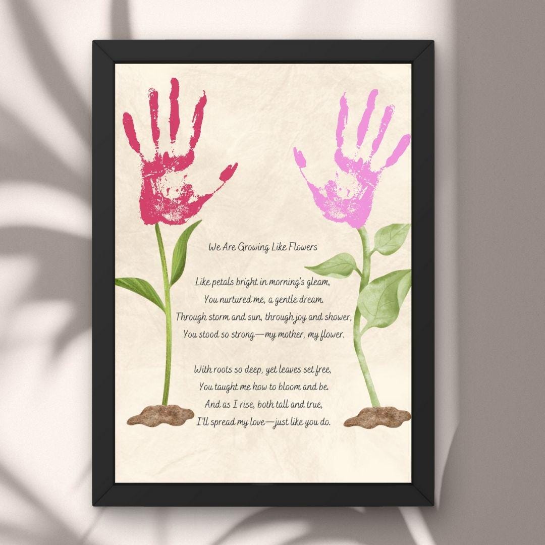 We're Growing Like a Flower / Keepsake Craft Gift DIY Card Print ...