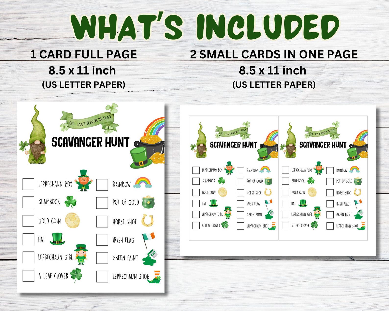 St. Patrick's Day Scavenger Hunt With Picture Cards to Hide, Saint ...