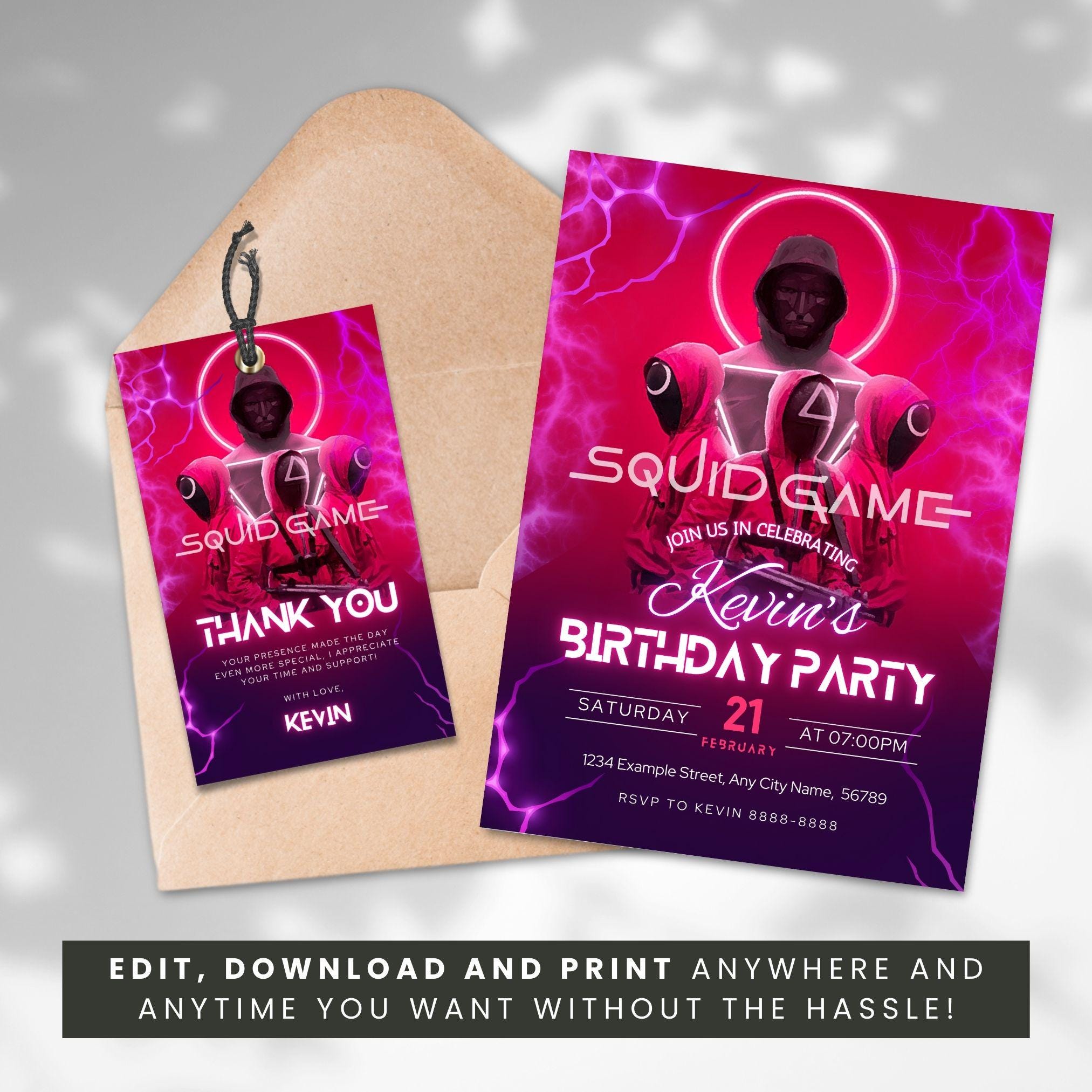 Squid Game Birthday Invitation, Squid Game Party Invitation, Recruit ...