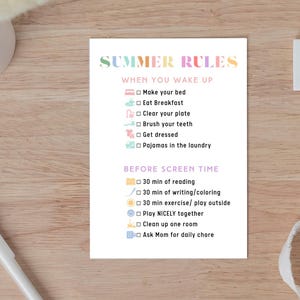 Summer Screen Time Rules Printable | Editable | Kids Screen Time ...