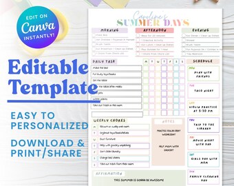 Summer Planner Kids Summer Printable Summer School Planner Summer Kids ...