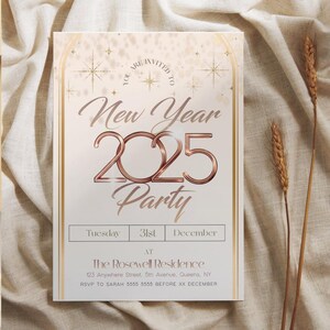 New Years Party Invitation Printable, Editable Corjl Download, Rose ...