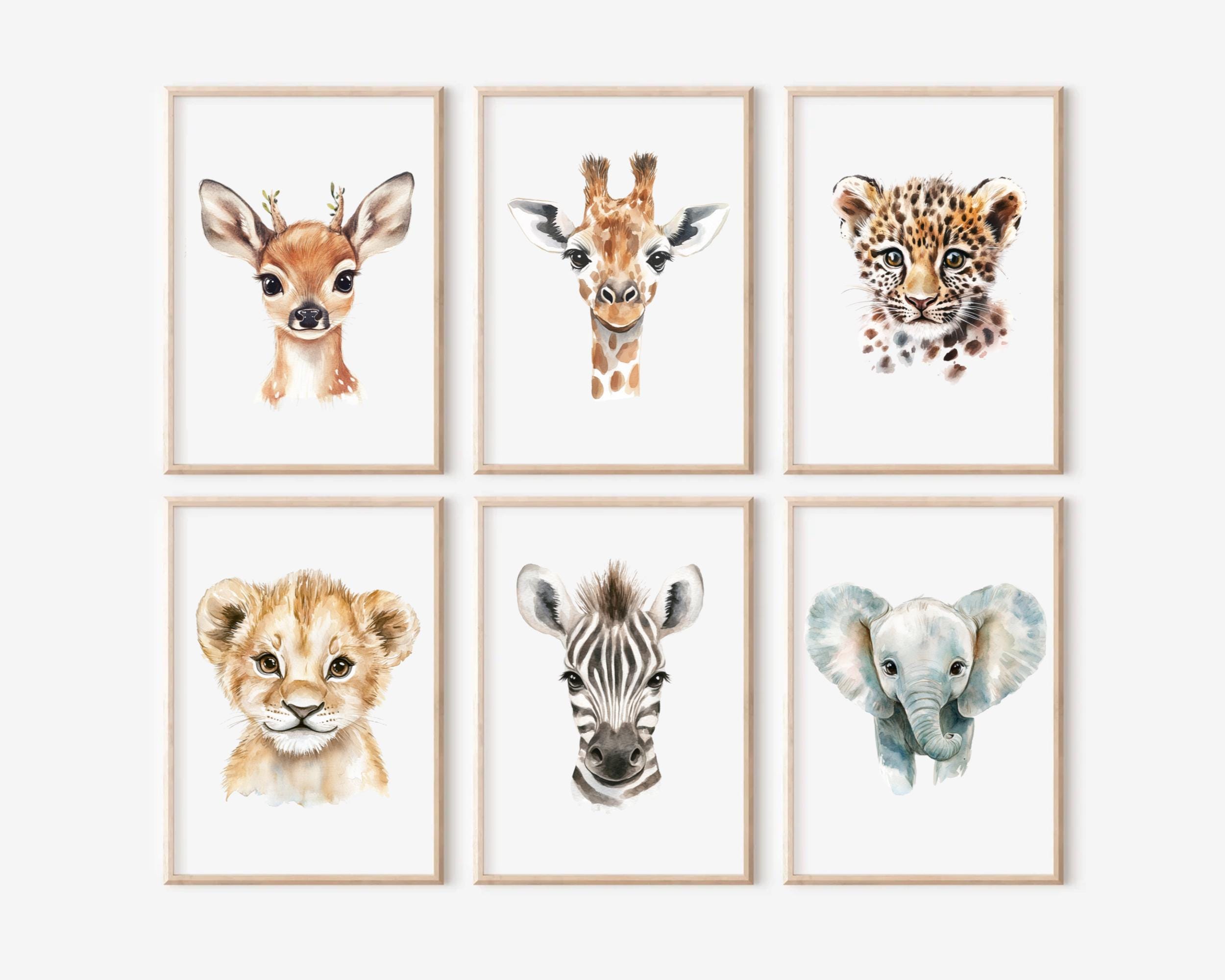 Set of 6 Safari Nursery Prints, Safari Animal Poster, Jungle Nursery ...