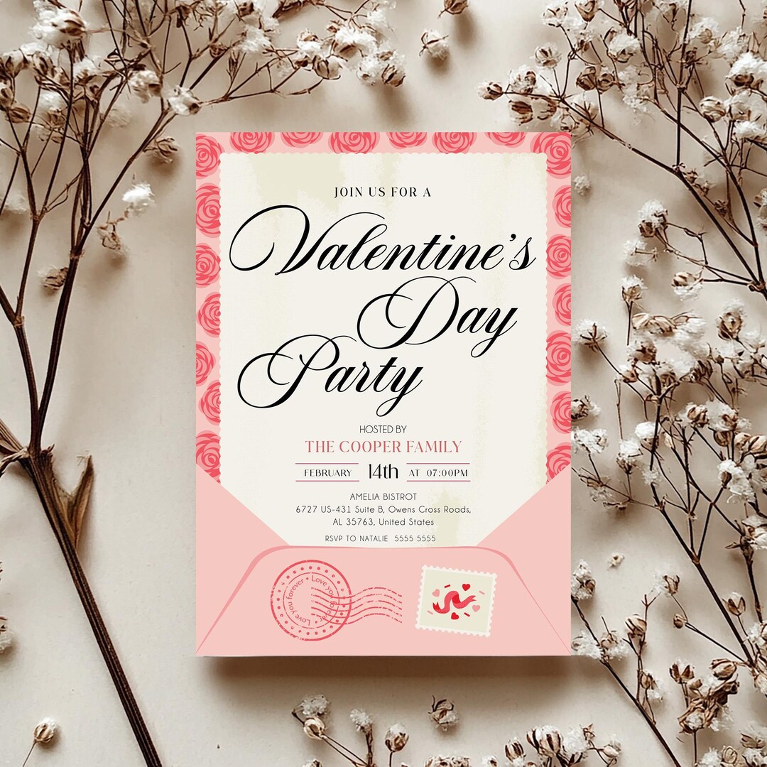 Editable Valentine Day Party Invitation, Friends Valentine's Party ...
