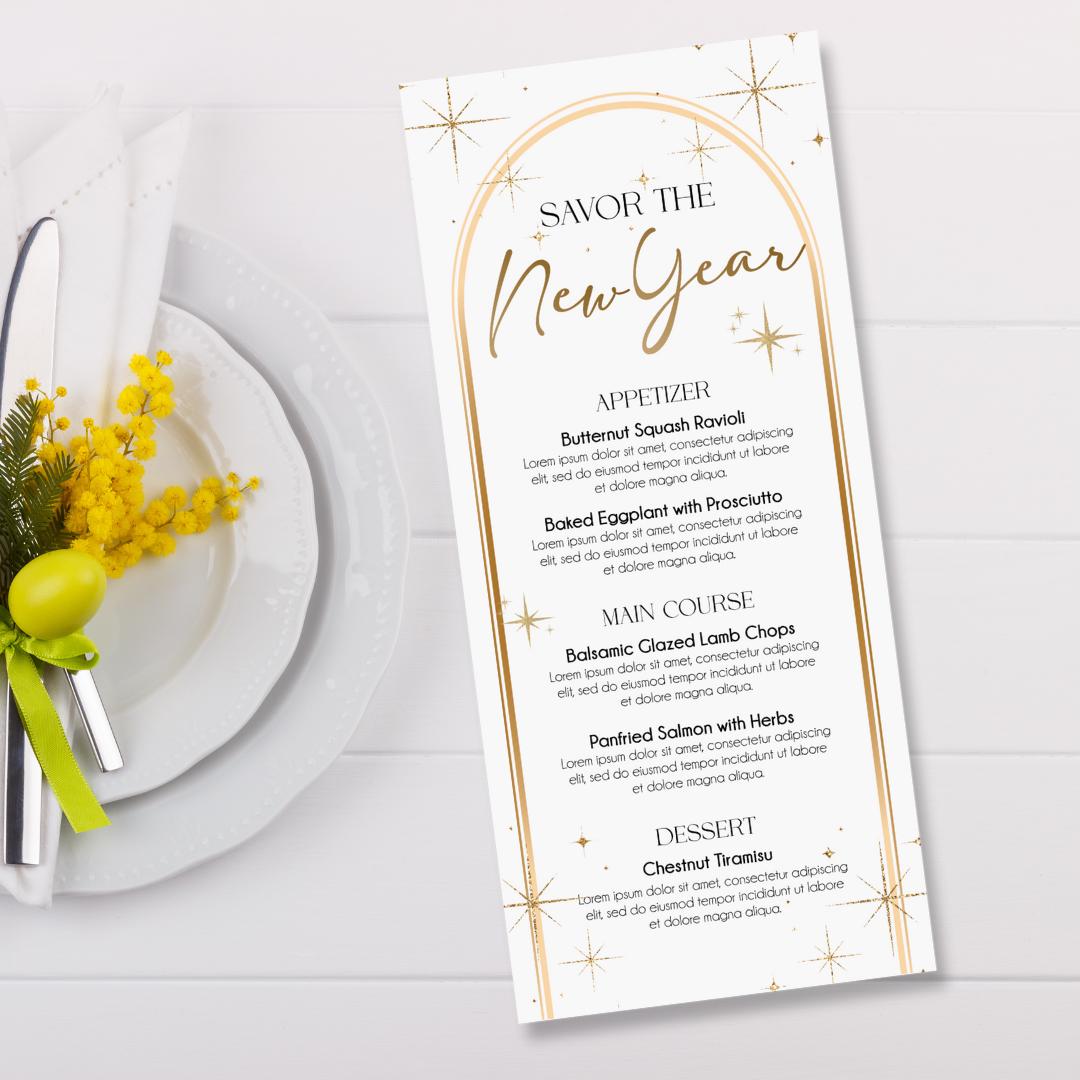 Eve | Editable Printable New Years Eve Menu, New Years Menu Template ...