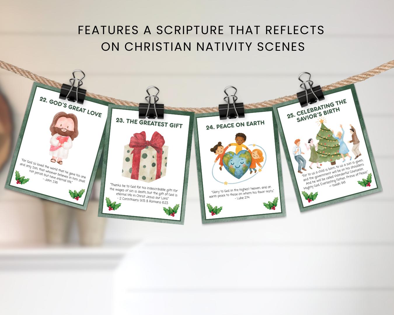 Advent Calendar Cards Christmas Nativity Story for Kids, Scripture ...