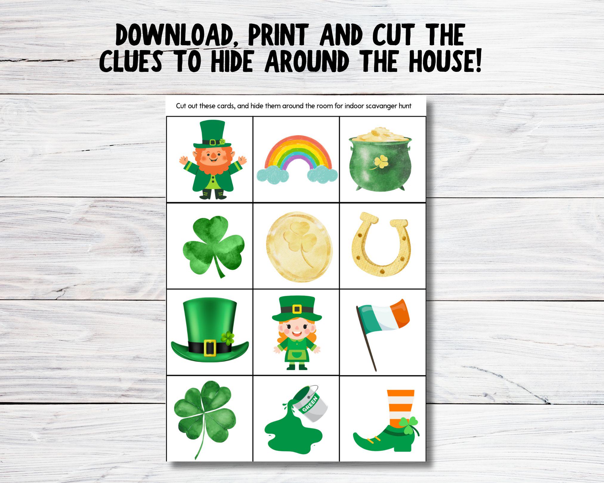 St. Patrick's Day Scavenger Hunt With Picture Cards to Hide, Saint ...