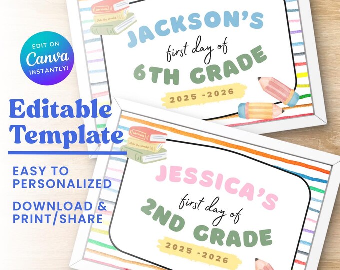Editable First Day of School Sign for Preschool - Personalized First ...