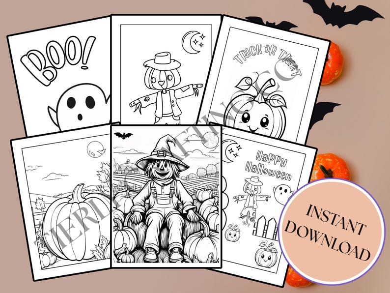 Printable Halloween Coloring Pages INSTANT DOWNLOAD - Etsy
