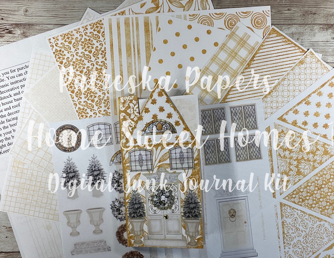 HOME SWEET HOMES Golden Glitz Junk Journal Booklet Kit Little Houses Patreska Papers - Etsy