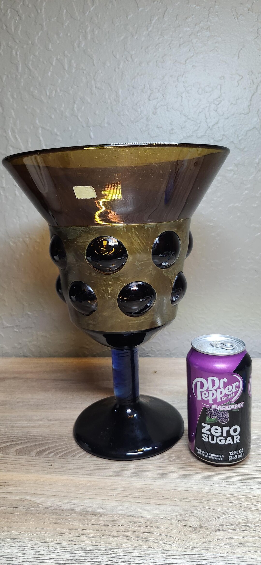 Authentic Jomeli Caged Amber & Cobalt Hand Blown Jumbo Glass Vase ...