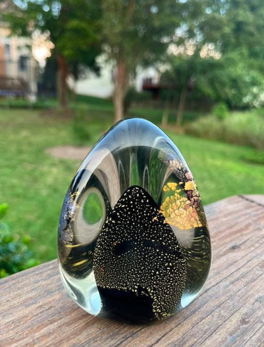 Signed Randy Strong 1991 Black and Gold Foil Paperweight - Etsy