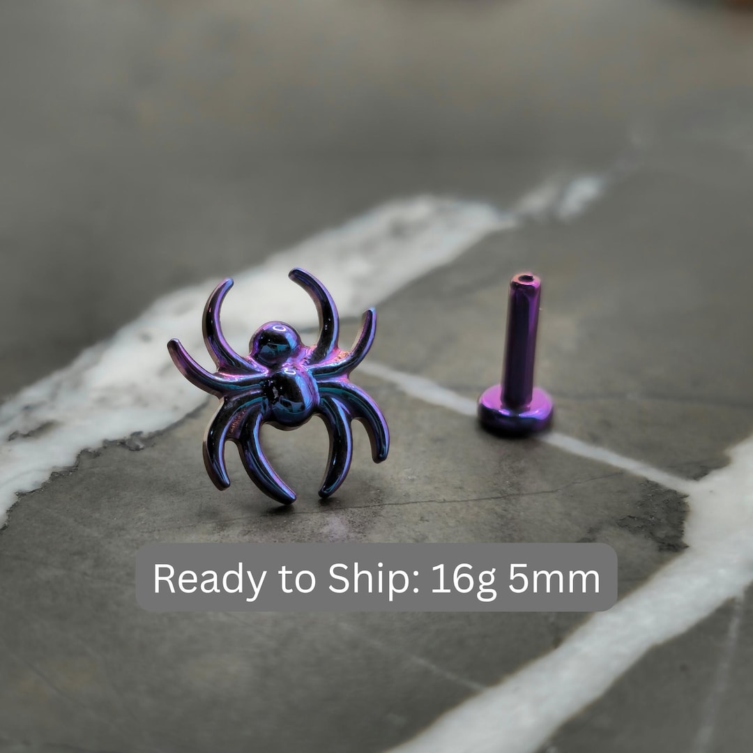 Titanium Spider Threadless Labret - Blue/purple - Etsy