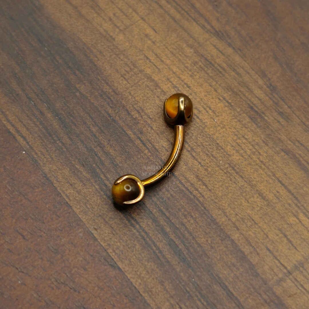 Titanium Tiger Eye Curved Barbell: Bronze Anodized Rook Eyebrow ...