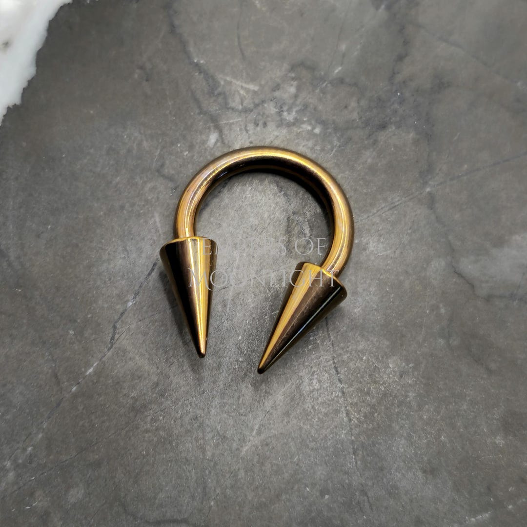 Bronze Titanium Large Spike Hoop Septum Ring - Etsy
